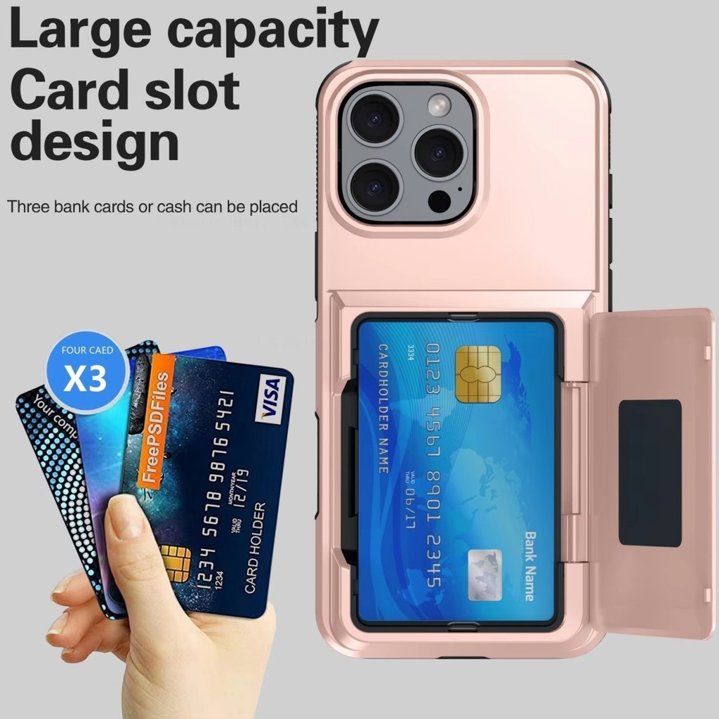 Flip Cards Slot Wallet Phone Case for IPhone 16 Pro Max 11 12 13 14 15 ...