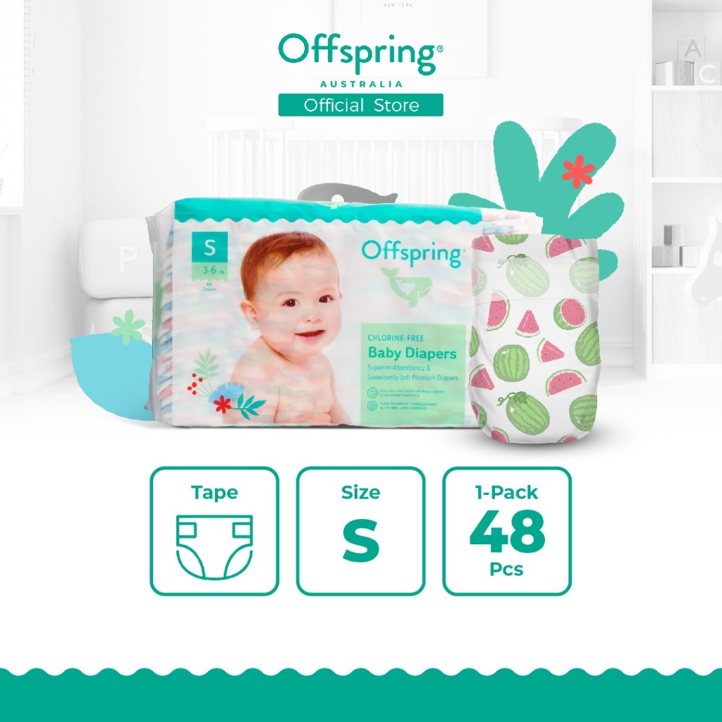 Offspring Fashion Baby Diapers Tape S (48pcs) | Shopee Malaysia