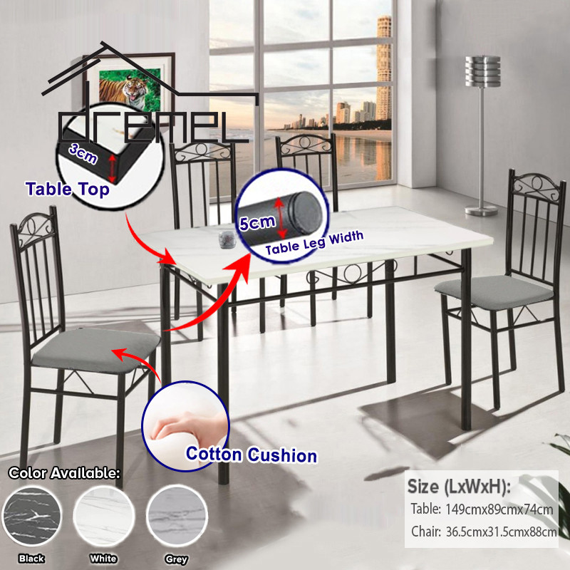 Dremel Marble Density Board Rectangle Thick Tabletop Dining Table Set ...