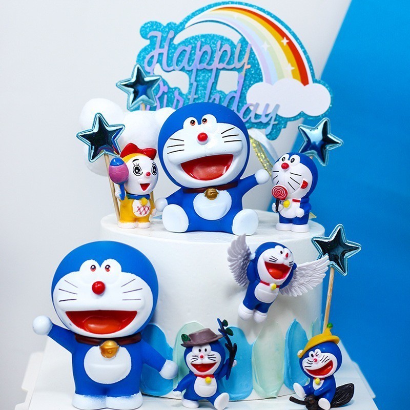 The cute Doraemon cartoon model is suitable for decorating children's ...