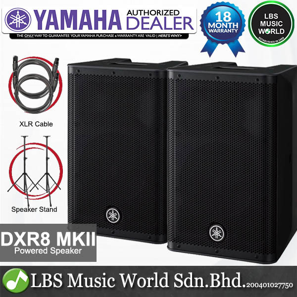 Yamaha DXR8 mkII 1100W 8" Powered Speaker 2 way Operation with Stand ...