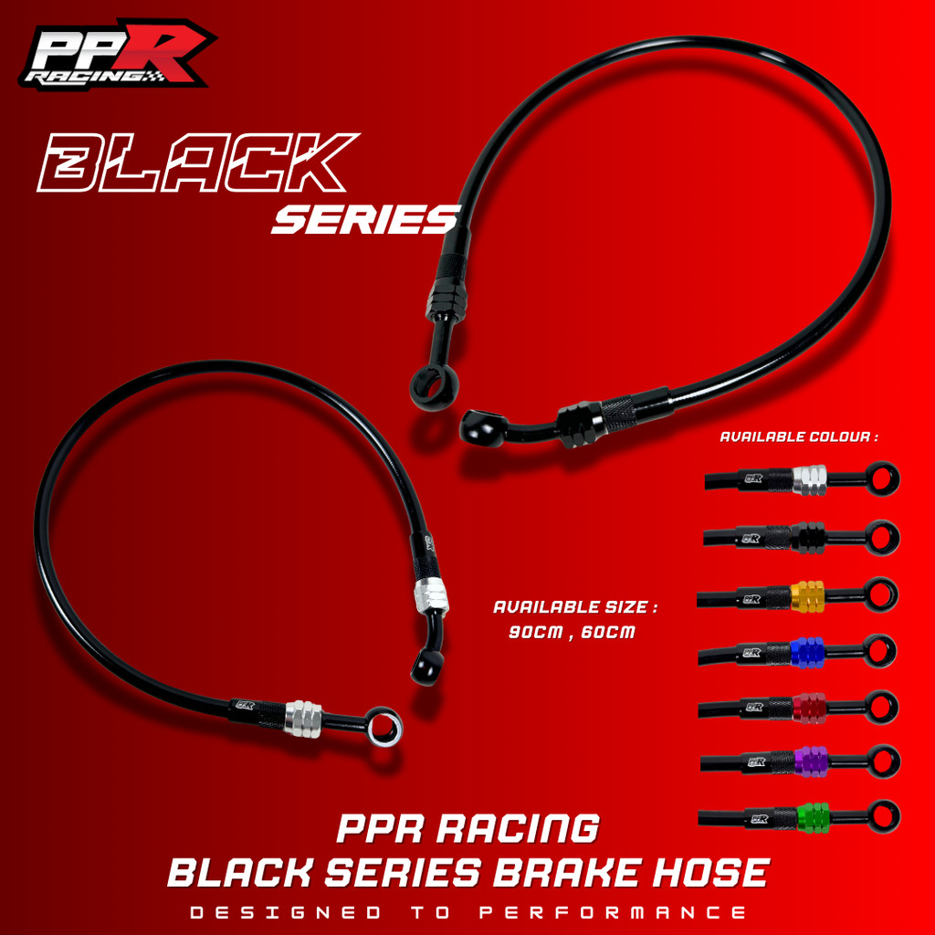 PPR RACING BLACK SERIES BRAKE HOSE 90CM 60CM 360° ADJUSTABLE SILVER ...