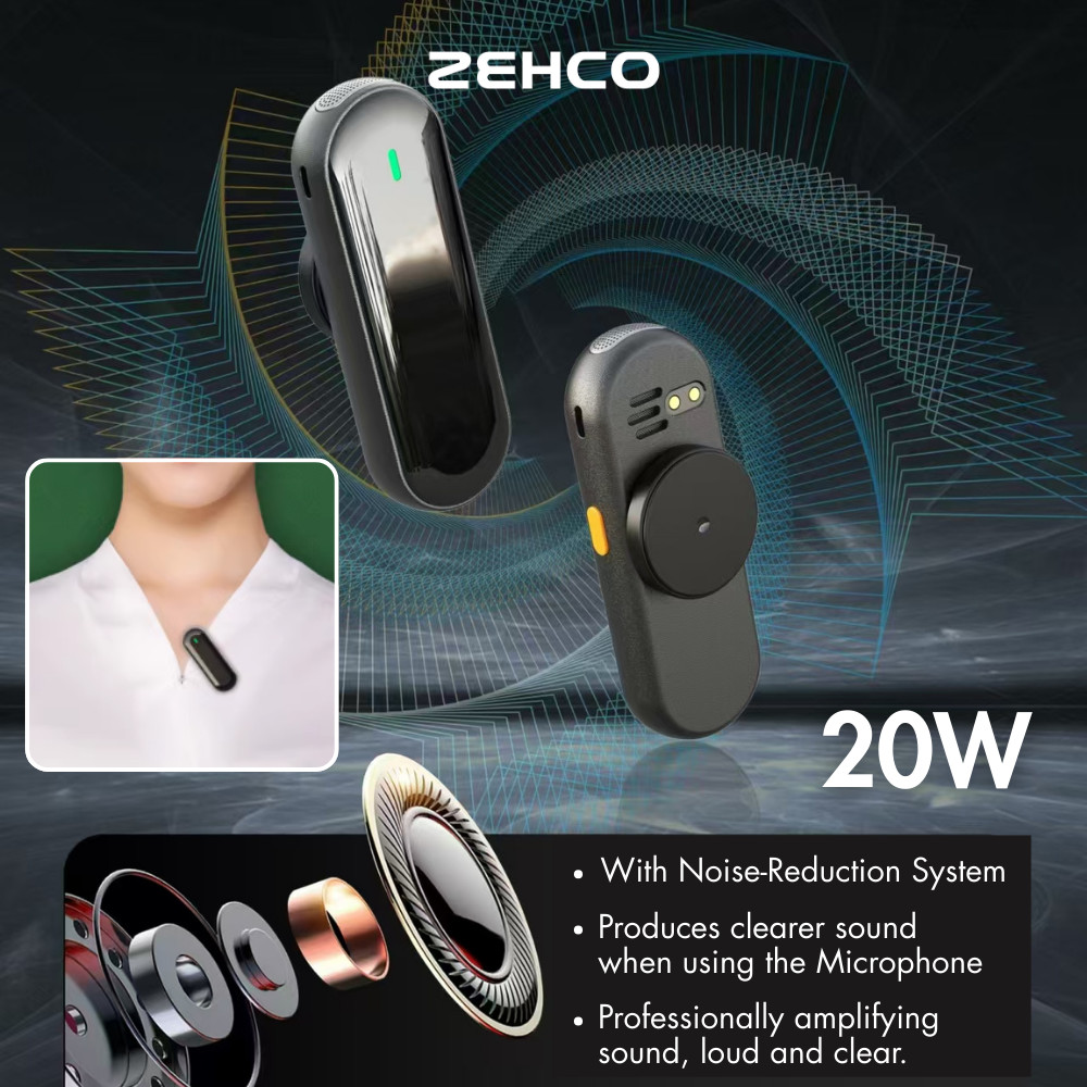 Zehco Wireless Microphone Speaker 2 Mic Bluetooth Voice Amplifier ...