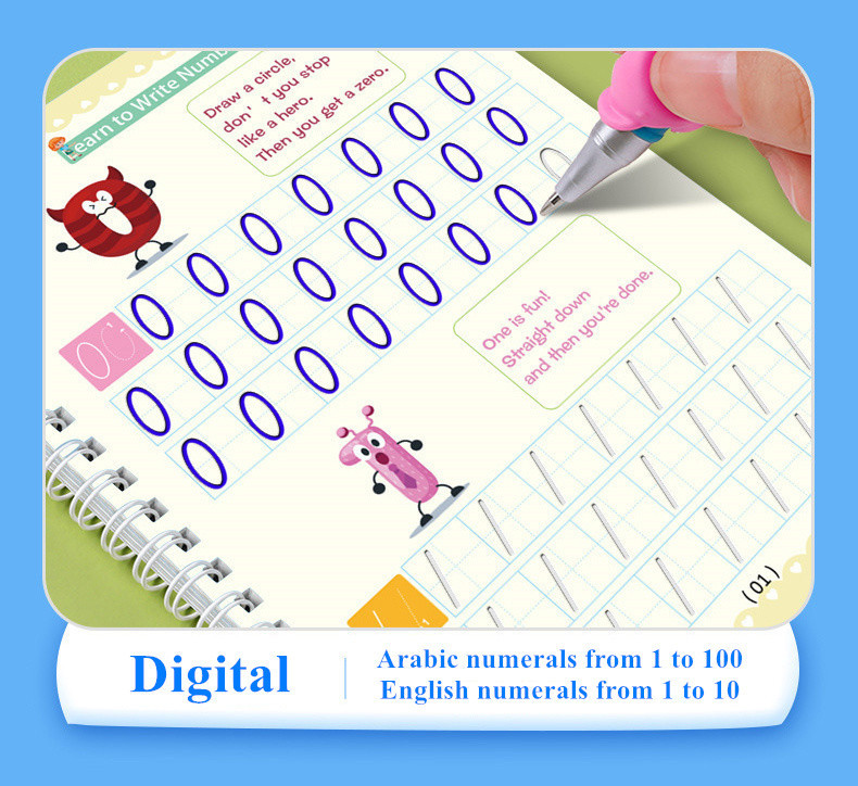 4-Book Magic Groove Handwriting Practice Copybook Set Reusable ...