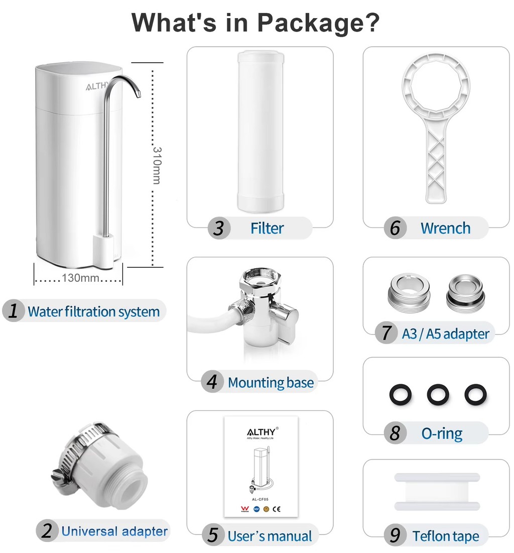 ALTHY Countertop Faucet Drinking Water Filter Purifier Ultrafiltration ...