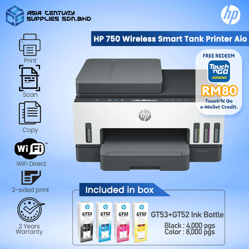 HP Smart Tank 750 All In One Wireless A4 Ink Tank Color Printer / Print ...
