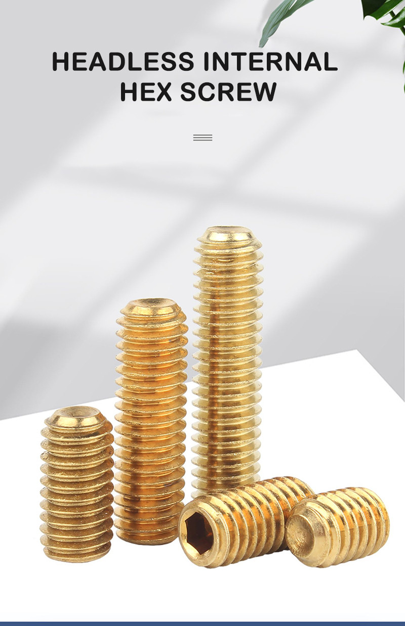 Brass Set Screw with Cup Point M2 M2.5 M3 M4 M5 Headless Hex Socket ...