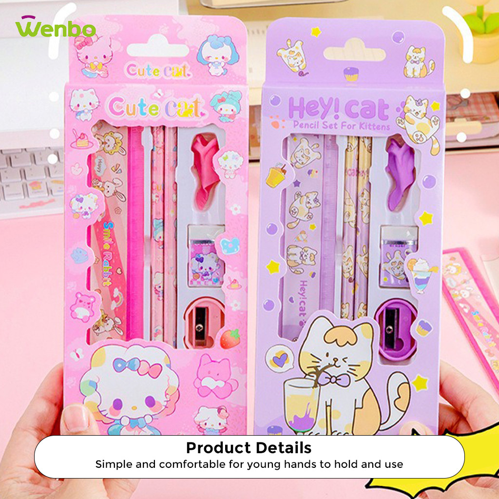 Wenbo Stationery [Box] Six Piece Cartoon Set For Children Perfect ...