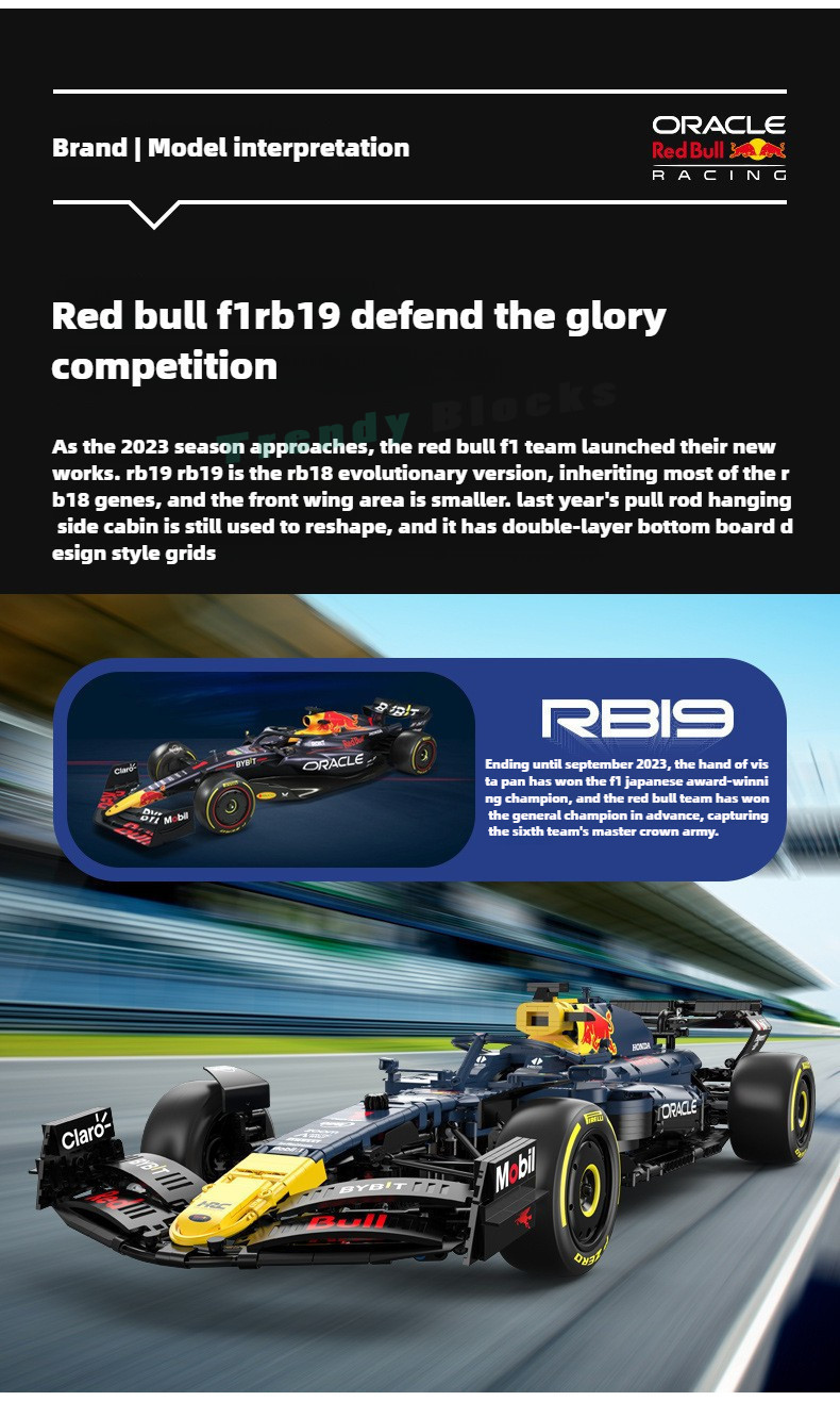 In Stock (RASTAR) 92410 Technical 67CM! RB19 F1 Speed Champions Sportscar Model Building Blocks ...