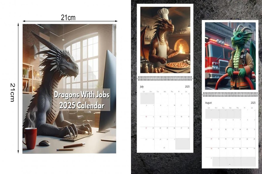 Whimsical Dragon Calendar Dragon Illustrations Wall Calendar 2025 ...