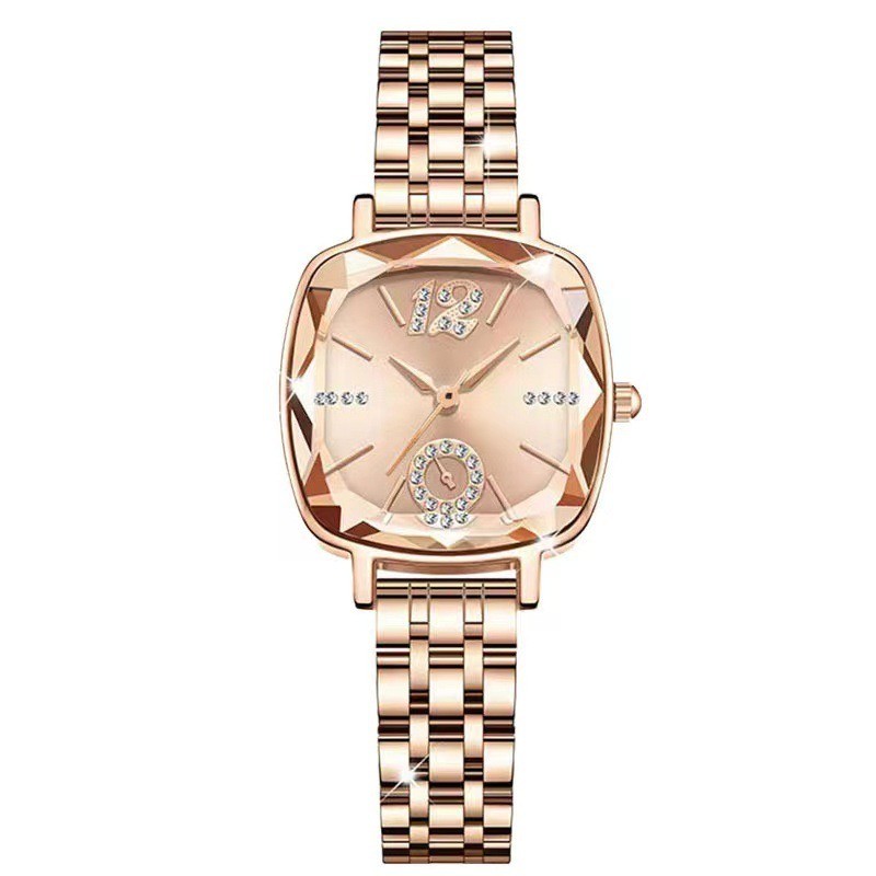 Crystal faceted square women's watch Stylish diamond-set British watch ...