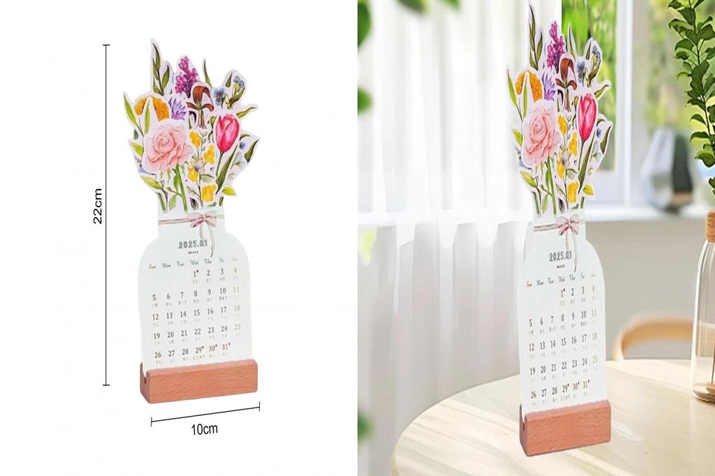 Detachable Monthly Calendar Decorative Desk Calendar Bloomy Flowers ...