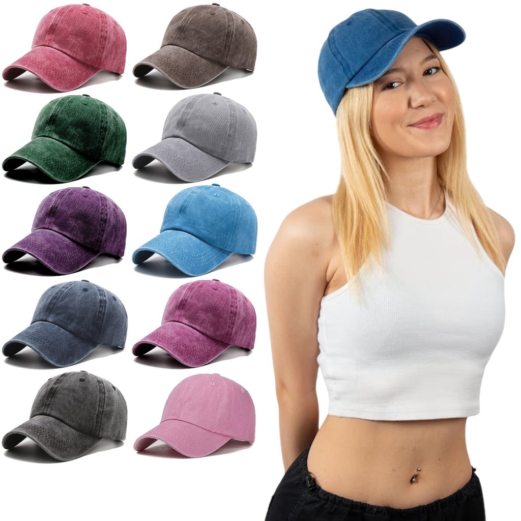 (100% COTTON) Jeans Style Denim Cap Plain Baseball Cap Beach Hat ...