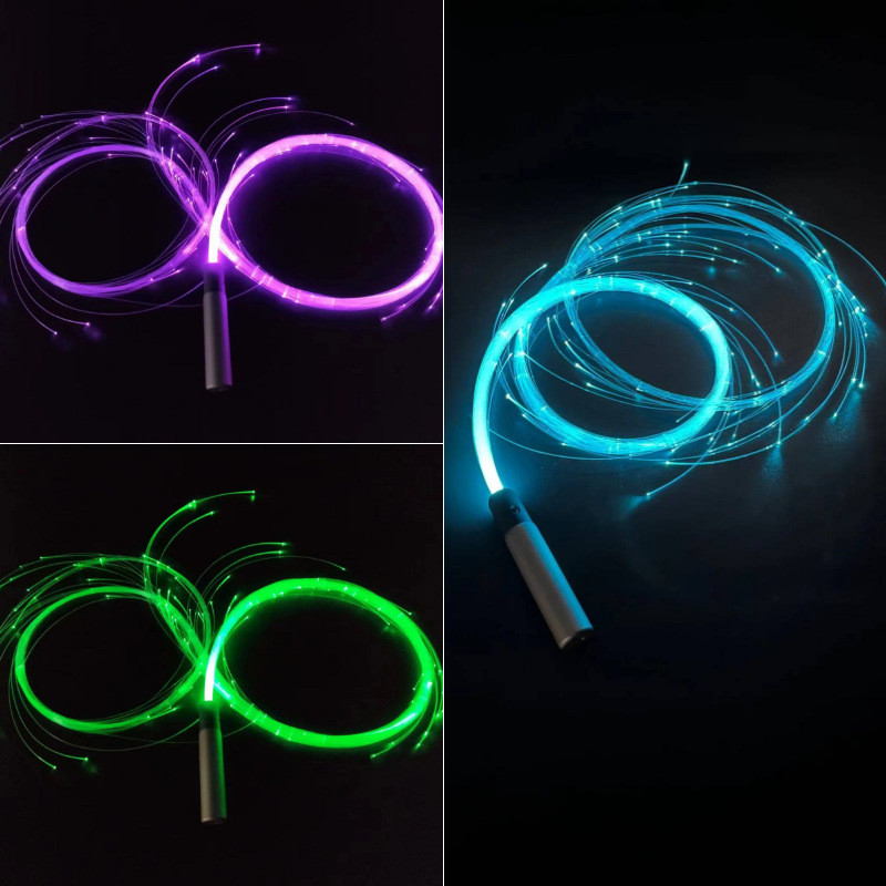 LED Fiber Optic Whip USB Rechargeable Optical Hand Rope Pixel Light-up ...