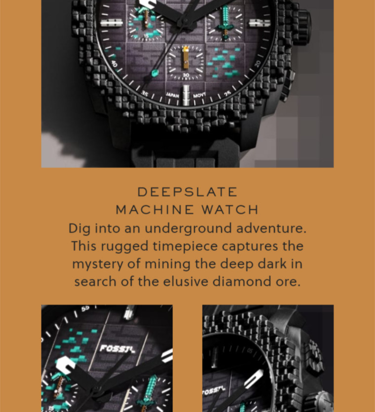 Fossil Gent LE1205 Minecraft x Fossil Limited-Edition Deepslate Black ...