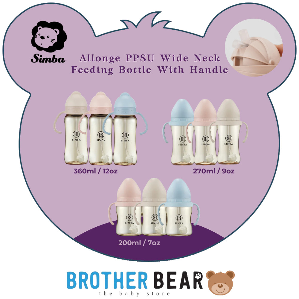 Simba allonge Milestone [200ML/270ML/360ML]PPSU Wide Neck Anti-Colic Feeding Bottle with Straw ...