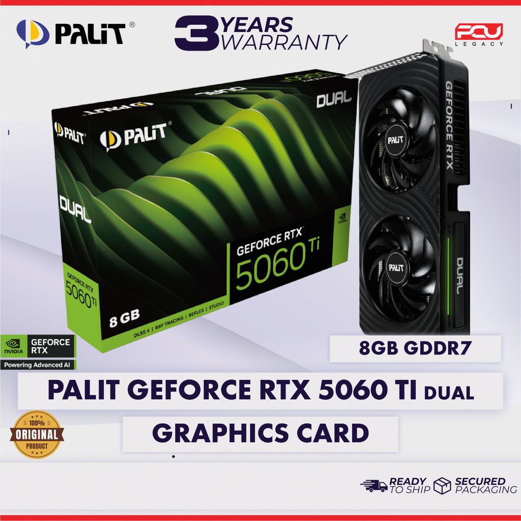 PALIT GEFORCE RTX 5060 TI DUAL 8GB GDDR7 GRAPHIC CARDS (3 YEARS ...