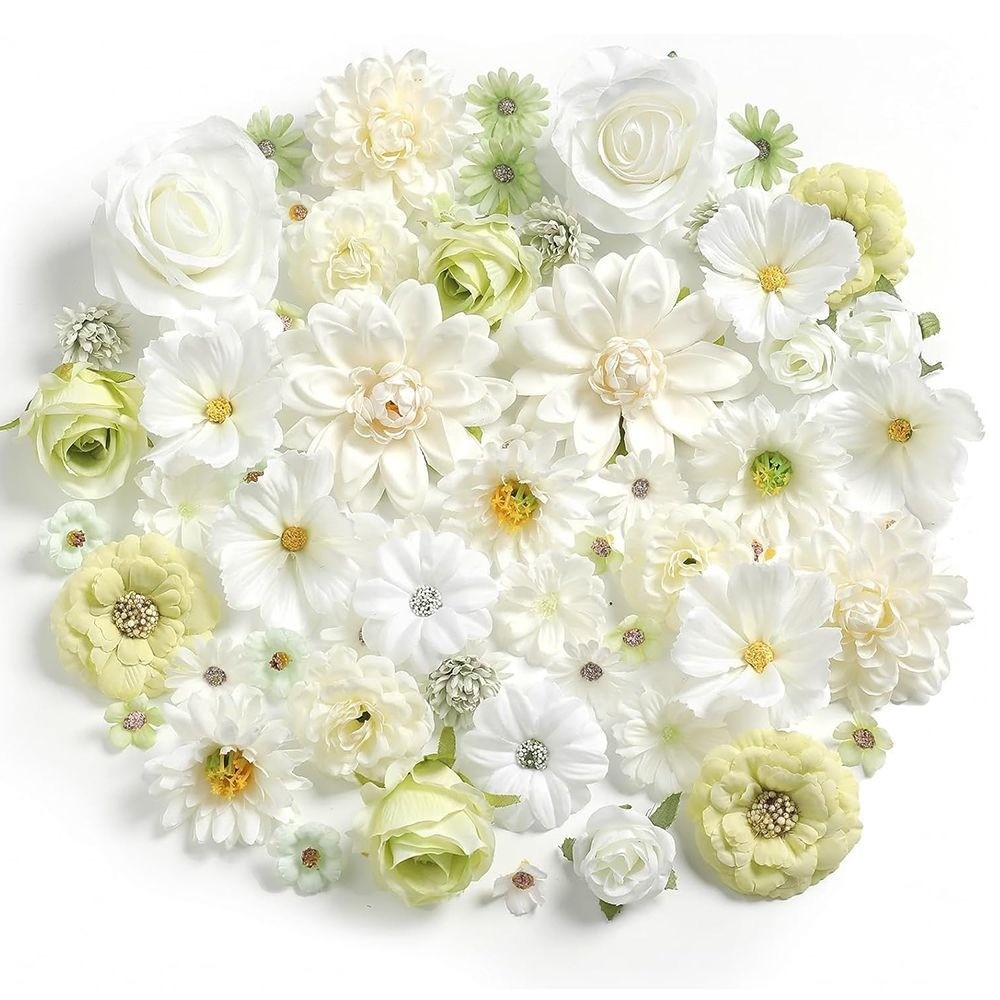 60PCS Artificial Flowers Head Set Silk Flower Fake Flowers Wedding ...