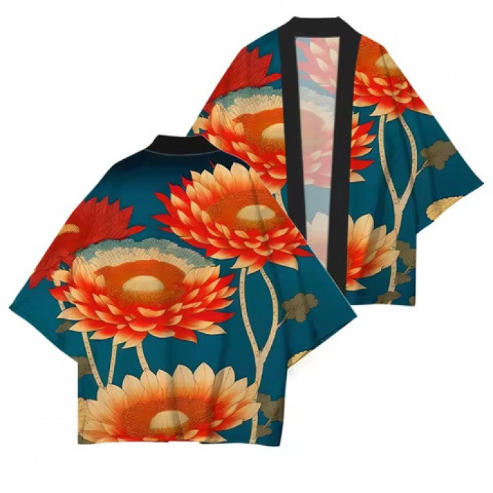 Japanese Kimono Retro Crane Pattern Jacket Haori Cloak Chinese Style ...