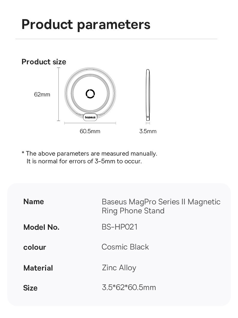 Baseus Magnetic Ring Phone Holder Stand for MagSafe Wireless Charging for iP16 15 14 360 ...