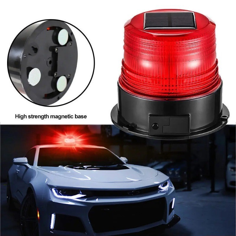 Solar Power Emergency Warning Light Strobe Wireless Beacon Magnetic ...