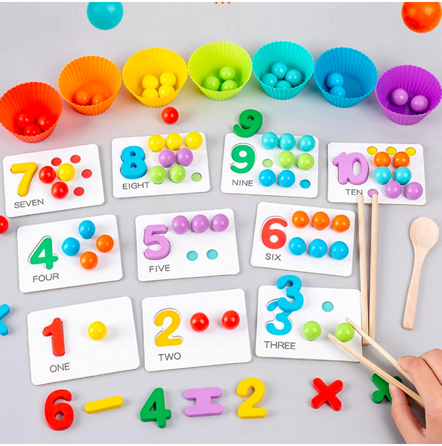 Kids Wooden Bead Game Number Matematik Colour Sorting Toys Math Play ...