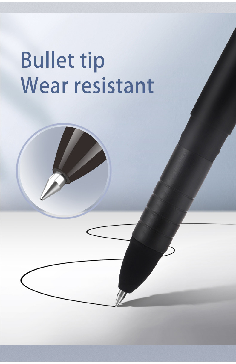 BAOKE Gel Pen 0.7mm Metal Clip Black Red Gel Ink Pen with Rubber Grip ...