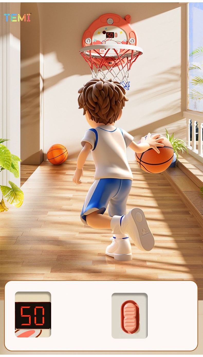 TEMI Indoor Mini Portable Basketball Stand Kids Sport Toy Basketball ...