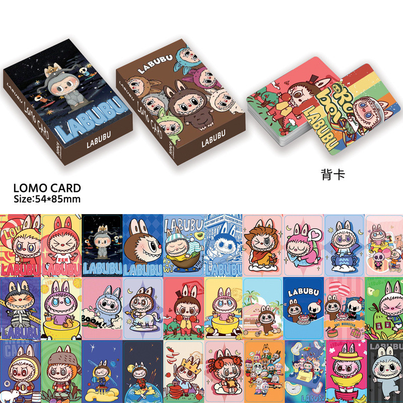 30Pcs Labubu cartoon photo card Double-sided HD Card LOMO Card Greeting ...