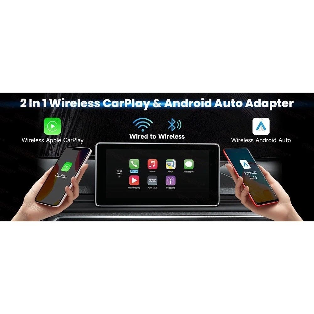 2 In 1 CarPlay Android Auto Wireless Adapter Smart Mini Box Plug And ...