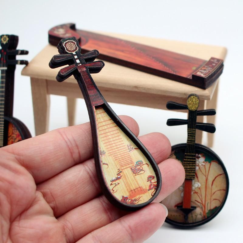 Dollhouse Miniature Chinese String Instruments, Miniature Pipa, Guzheng ...