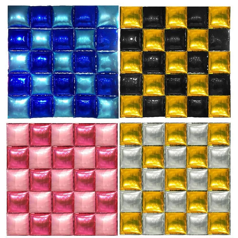 25pcs Square Foil Balloons Metal Gold Pink Sliver Wall Double Sided ...