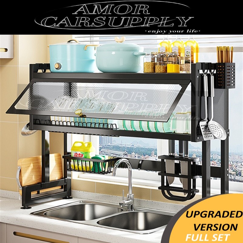 Kitchen Rack Dish Rack Rak Dapur Berpintu Kabinet Rak Pinggan Mangkuk ...