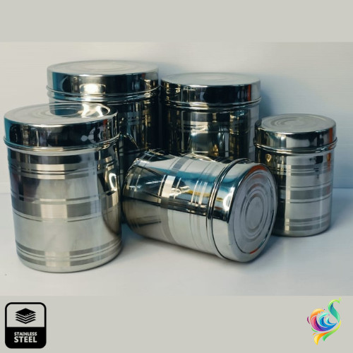 Storage Container Canister Set 5pcs Stainless Steel Container 1L 1.5L 2L 2.5L 3L Food Storage ...