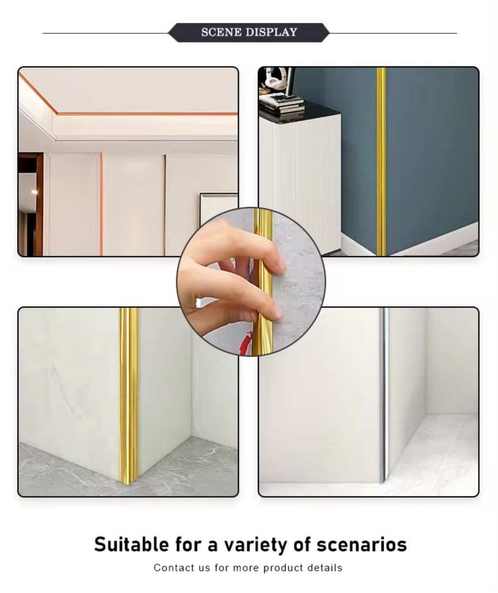 5 Meter Wall Corner Decor Strip PVC Gold PVC Edge Banding Protector ...