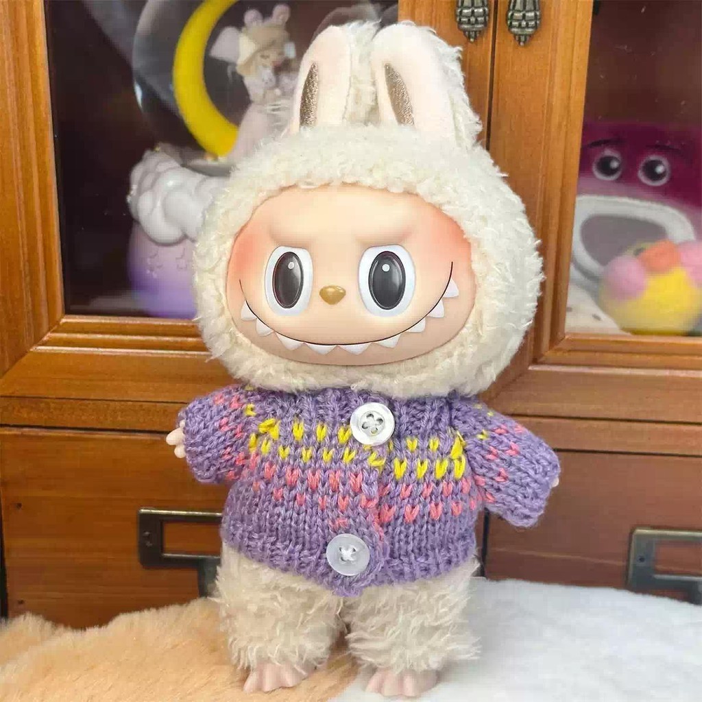 For 17 CM Labubu baby clothes cute top sweater 17cm Labubu doll sweater ...