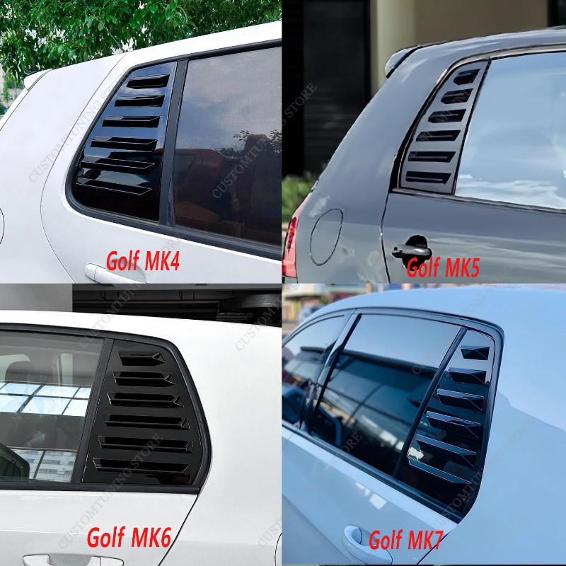 Gloss Black Rear Triangle Window Shade Spoiler Louvers For VW Golf MK4 ...