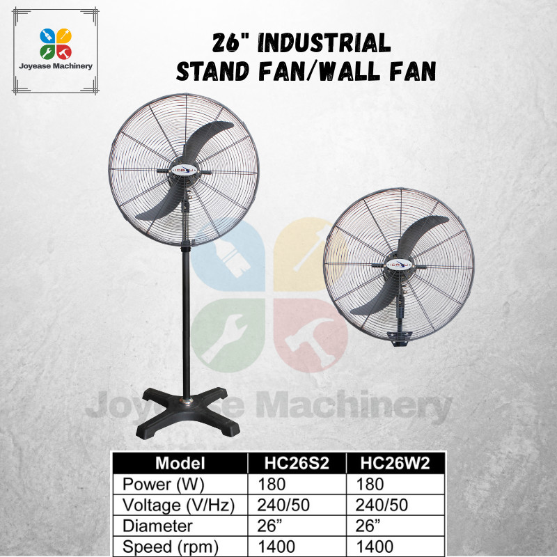 26" Industrial Wall Fan/Stand Fan Heavy Duty Kipas Industri | Shopee ...