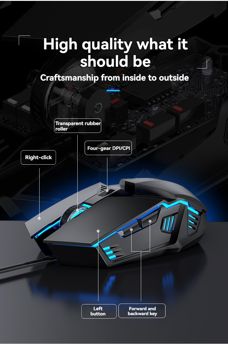 Gaming Mouse LED Backlit USB Silent Wired Mouse Ergonomic Design Mice ...