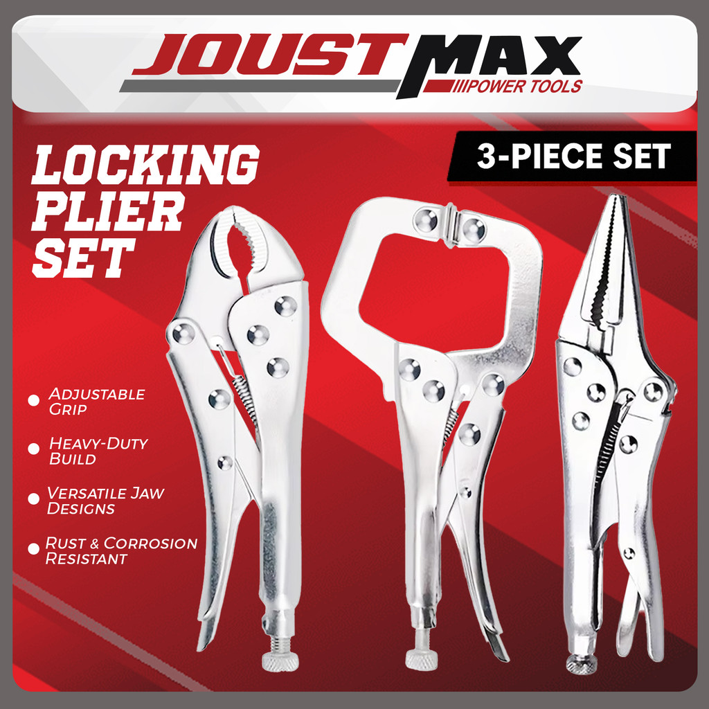 3 Pcs Adjustable Locking Plier Set C Clamp Vise Grip Curve Jaw Lock Plier C Type Clamp Long Nose ...