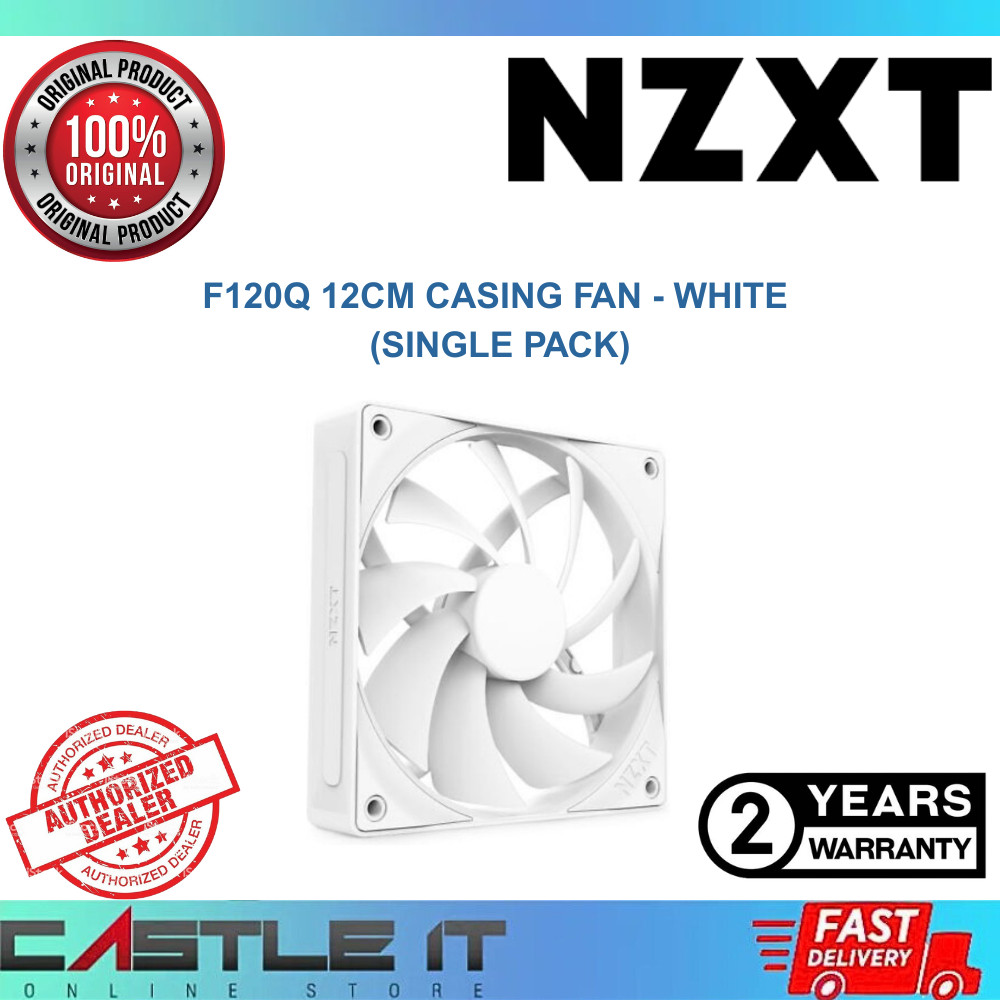 NZXT F120Q Quiet 12CM Casing Fan (White) - Quiet Airflow PWM Single ...
