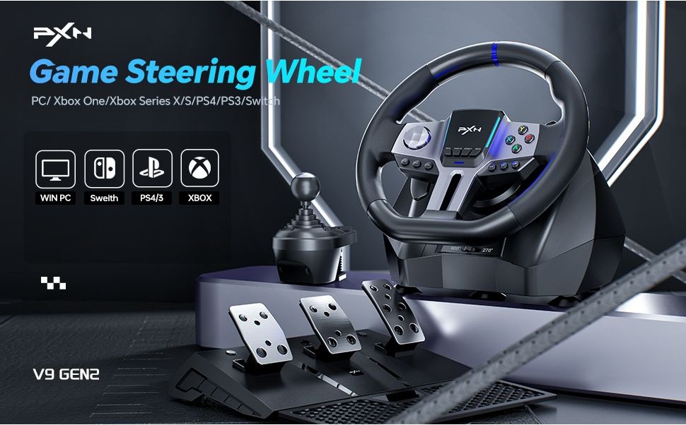 PXN V9 Gen 2 Simulator Racing Wheel Pedal Shifter Set for PC, Xbox ...