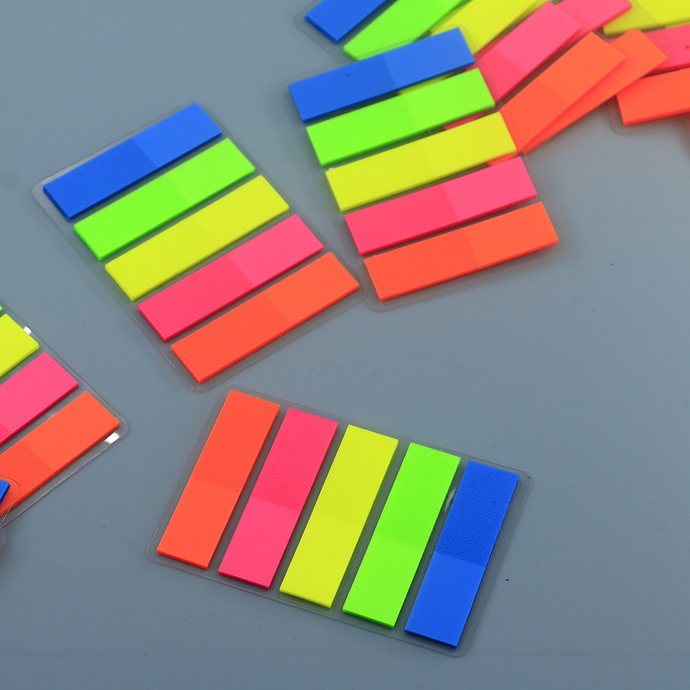 125pcs PET Stick Notes Tab Neon Fluorescent Arrow Sticker Transparent ...