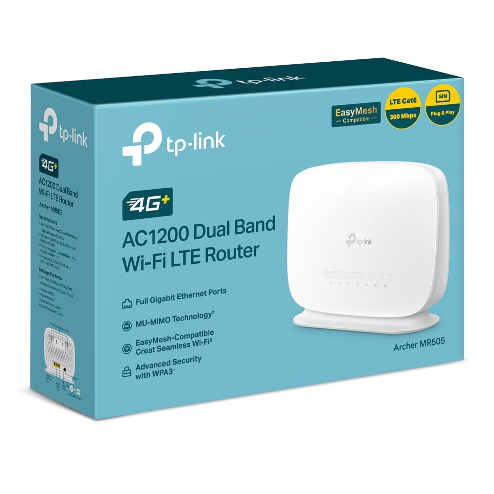 TP-Link TL-MR505 Sim Card 4G+ Cat6 AC1200 Wireless Dual Band Gigabit ...