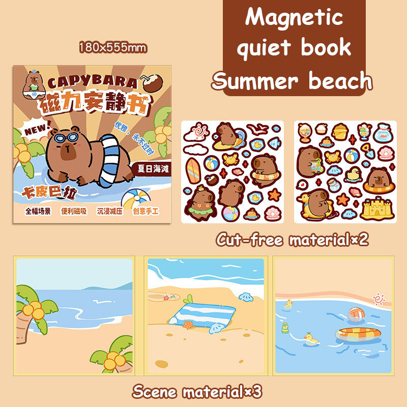 18*18cm Capybara Magnetic Quiet Book Cut-Free Handmade DIY Sticker Book ...