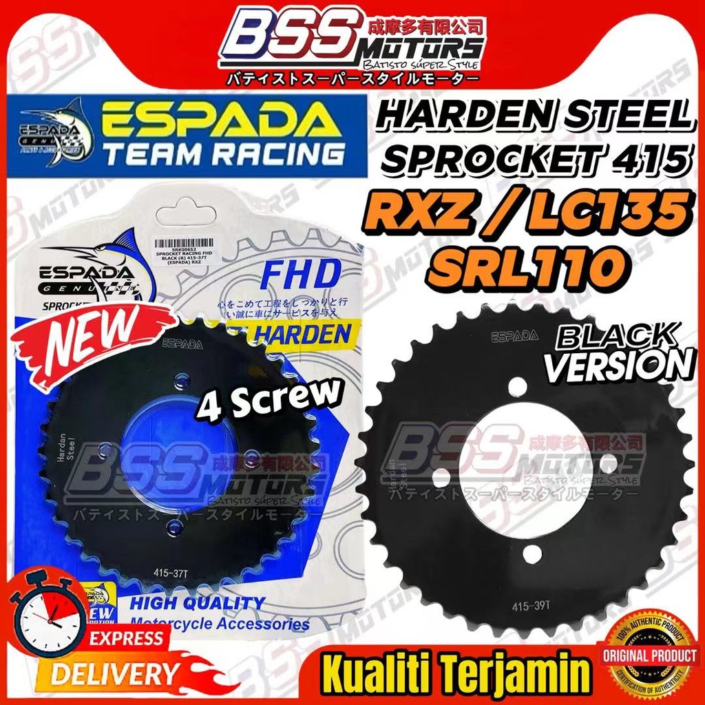 ESPADA 415 RXZ LC135 LAGENDA 110 Y110 Y125 Y15ZR Y16 4 Hole FHD Sprocket 415 Harden Steel Black ...
