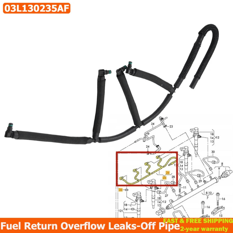 For GOLF Polo Touran Car Fuel Overflow Hose Fuel Return Line Hose Pipe ...