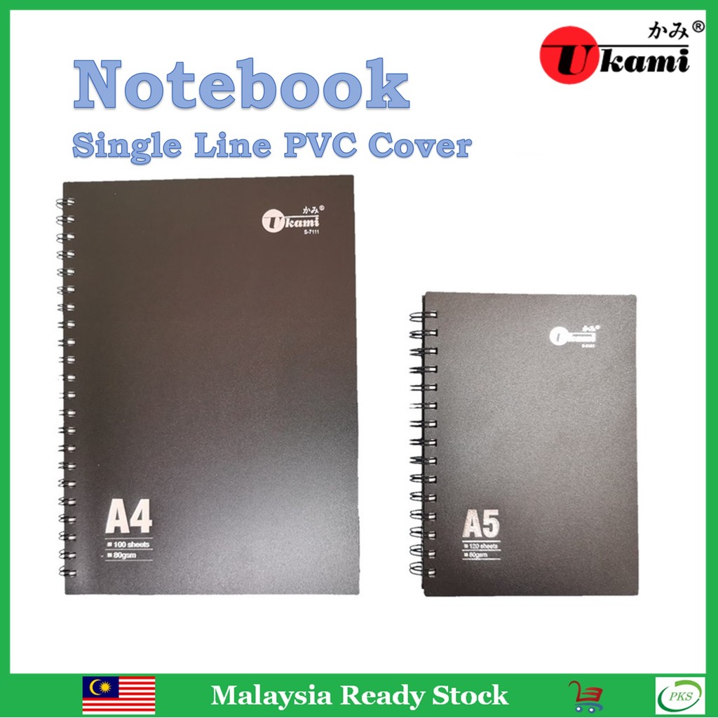 A5/A4 Ring Notebook 80gsm Single Line PVC Cover Ruled Line Spiral Note ...