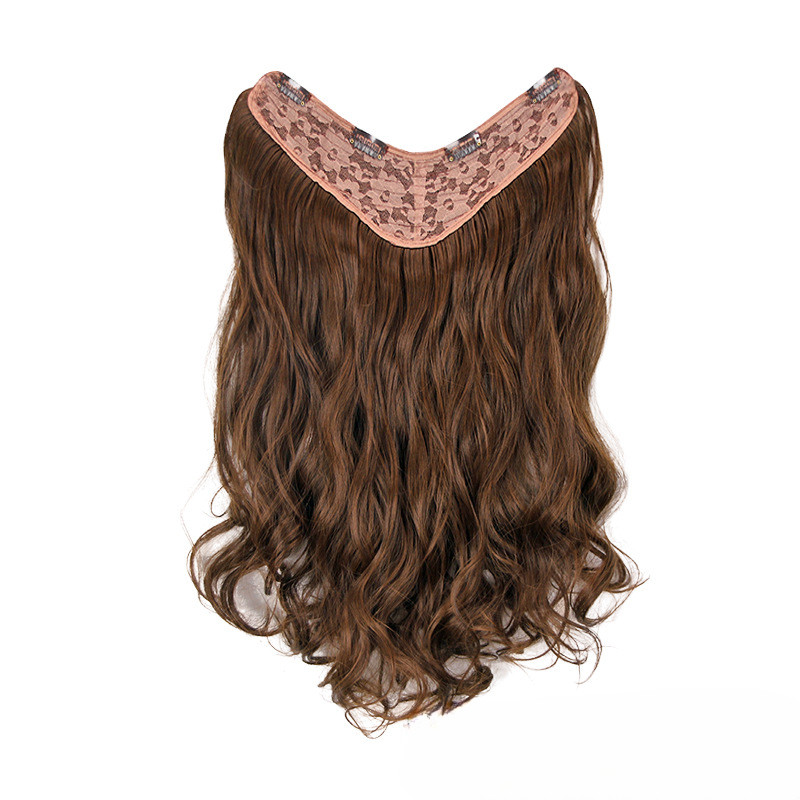 Wig Lady, One Piece Long Curly Hair V-Shaped Big Wave Wig Half Head ...