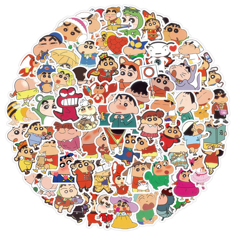 100Pcs/Set Anime Crayon Shin Chan Stickers Toys Graffiti Decals Laptop ...